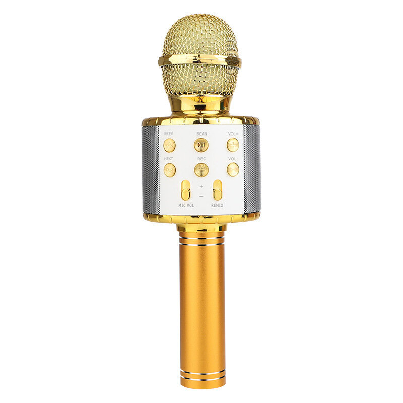 Беспроводной Bluetooth микрофон для карате с конденсатором для дома, телефона и компьютера — модель WS858, золотой цвет