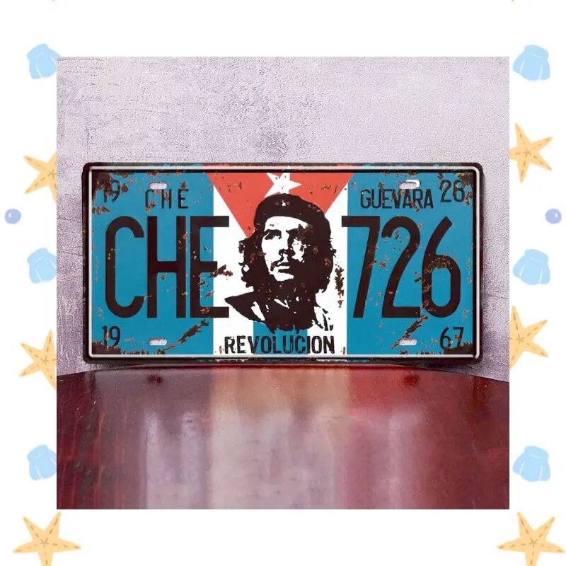 Декоративная металлическая табличка на стену Che Guevara винтаж 15х30 см