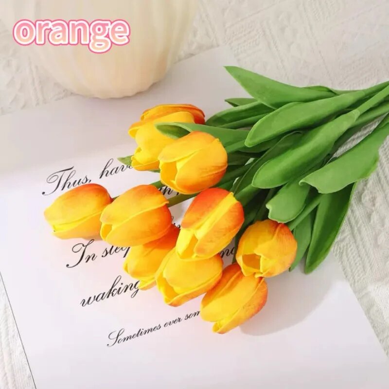Искусственные тюльпаны из пластика Оранжевый, 5pcs, Orange