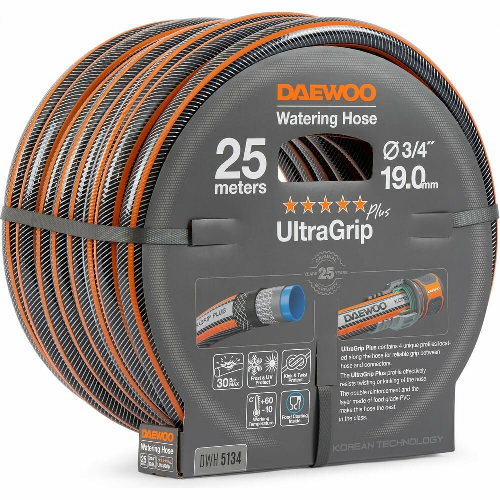 Шланг DAEWOO UltraGrip Plus, 3/4", 19 мм, 25 м DWH 5134