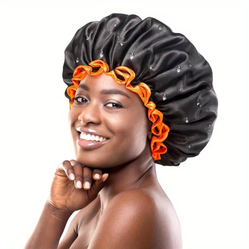 Большая водонепроницаемая шапочка для душа Black Orange