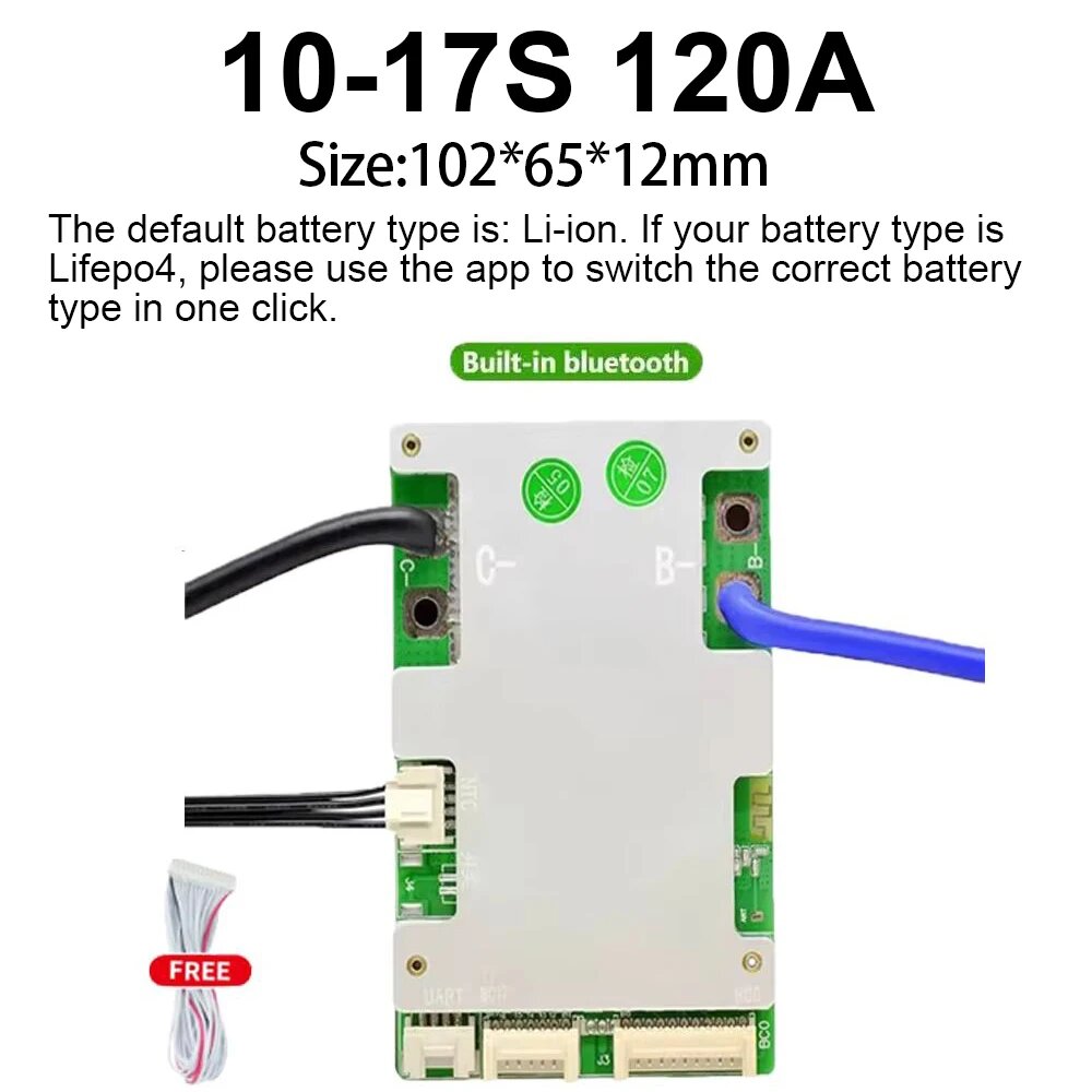 JBD Smart BMS 10S-17S для LiFePO4 аккумуляторов 36В 48В
