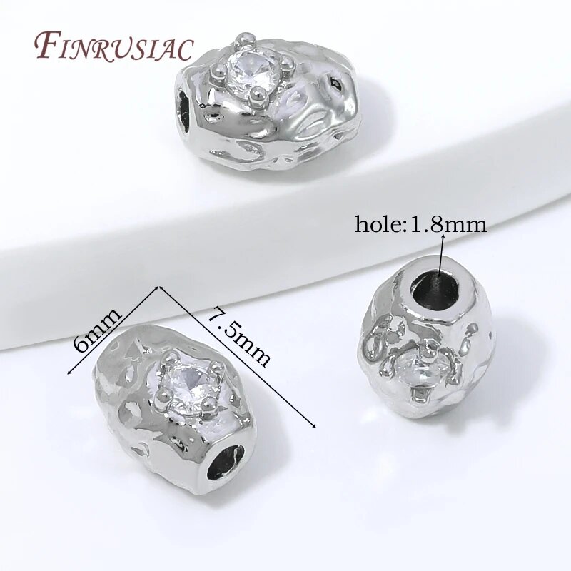 Бусины FINRUSIAC, 10 шт, Rhodium Plated