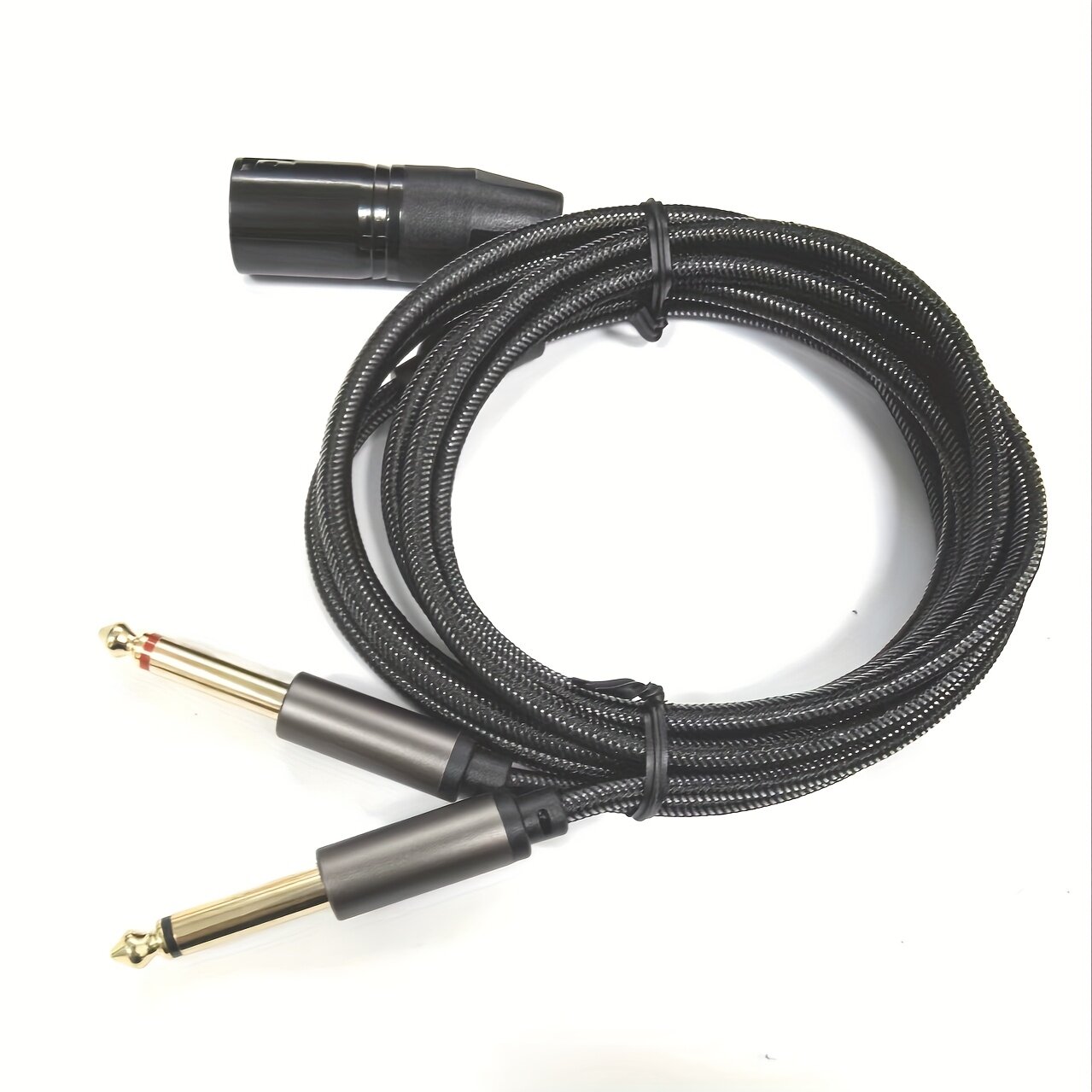 Разветвитель Y-типа XLR 3-pin (папа) на 2 x 6.35 мм моно аудиокабель для микрофона и камеры, 1 м