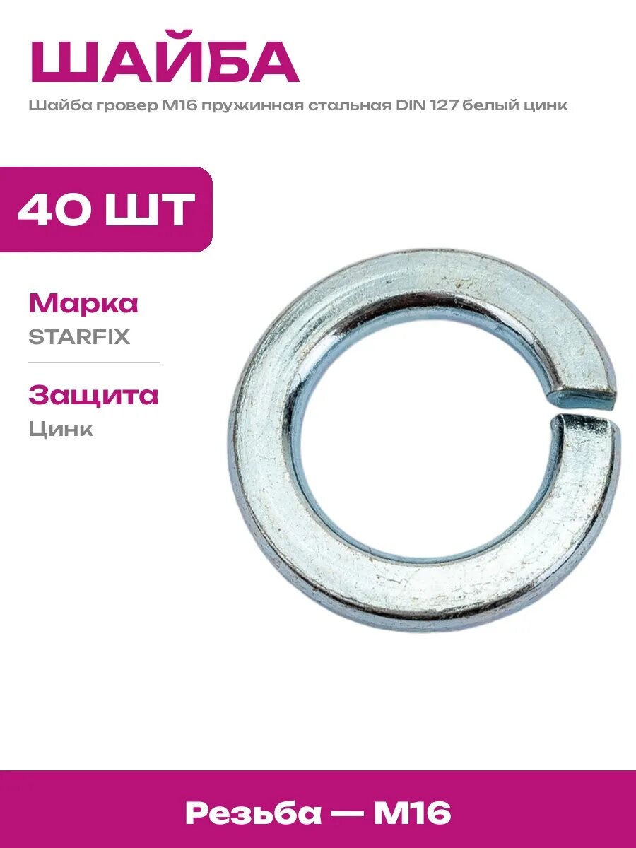 Комплект пружинных шайб гровер DIN 127 оцинкованный 40 шт