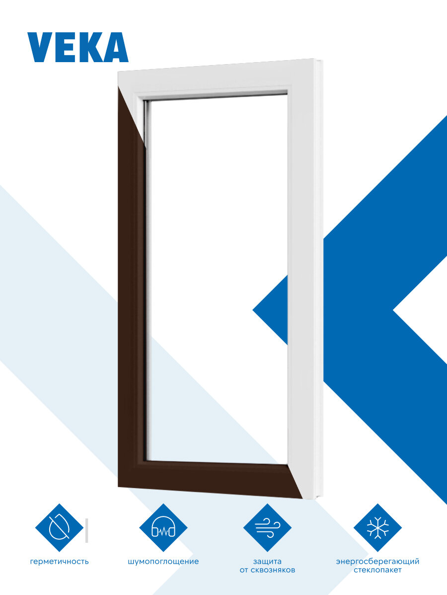 Пластиковое Окно ПВХ Veka 154х57 см одностворчатое глухое двухкамерный стеклопакет с энергосберегающим напылением