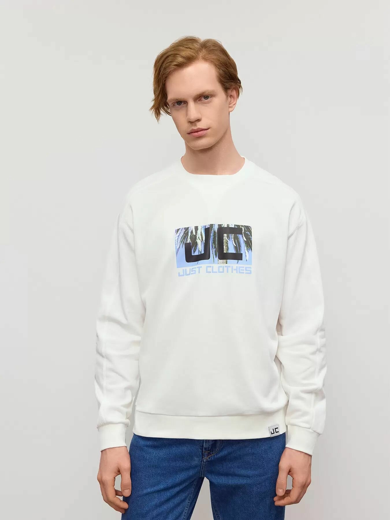 Свитшот JUST CLOTHES, размер 46, , белый