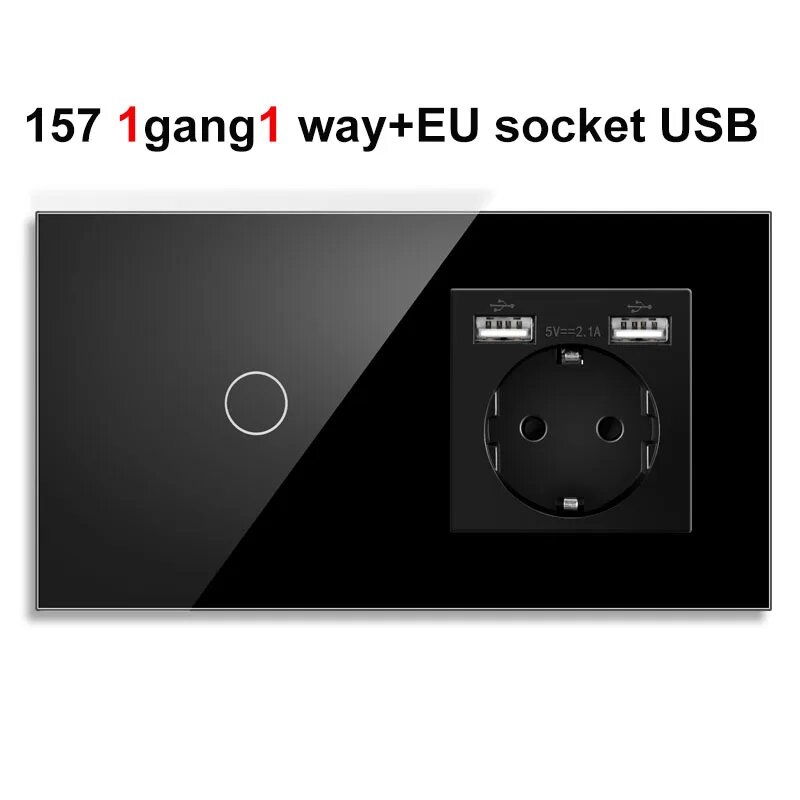 Сенсорный выключатель JHJCH с розеткой 1/2/3 клавиши 157 Touch 1 USB