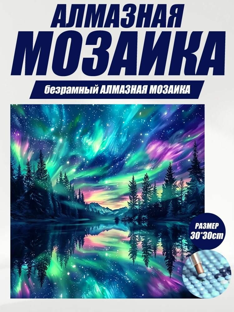 Алмазная мозаика холст "Полярная ночь" / Картина алмазная стразами