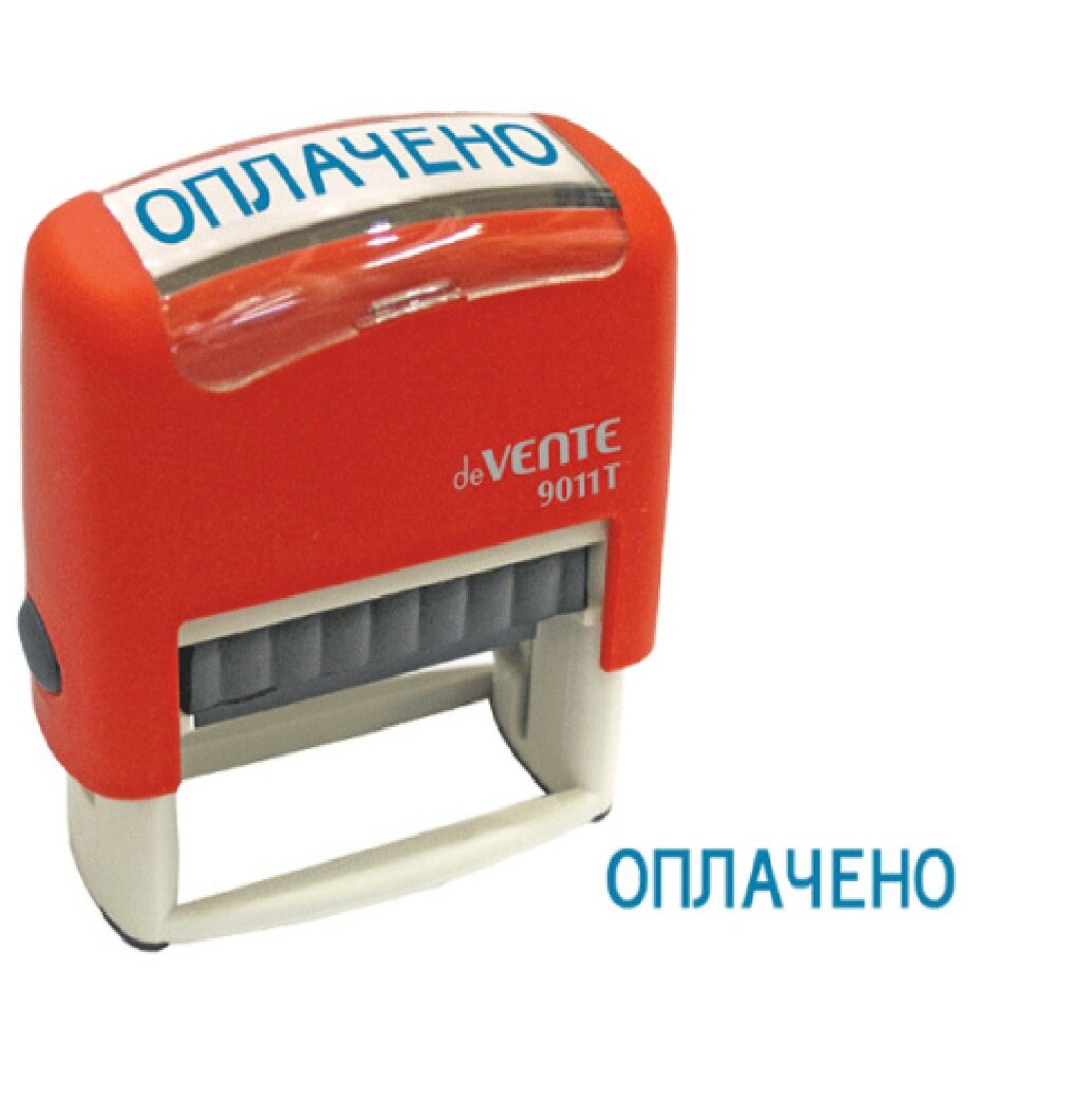 Штамп стандартный " deVente " №12 Оплачено, цвет корпуса красный, 9011T