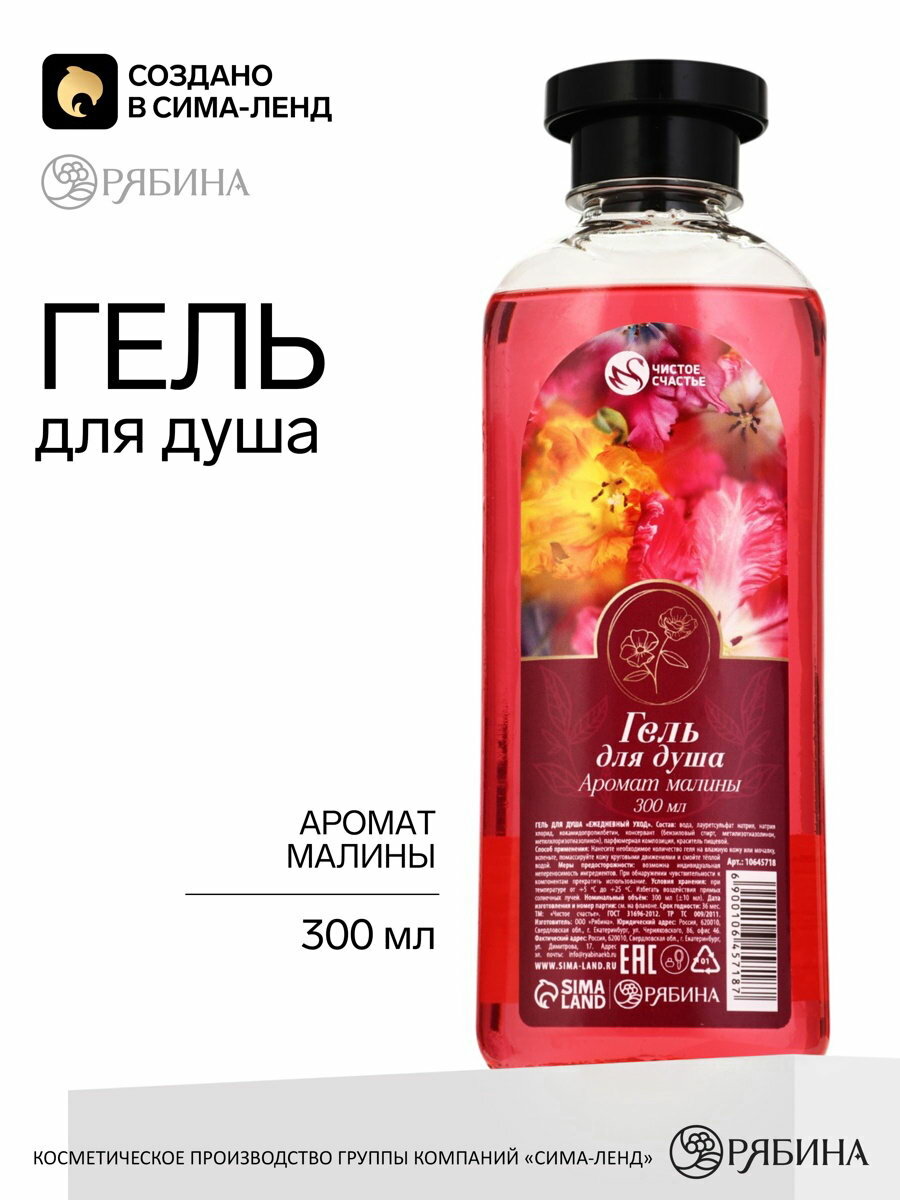 Гель для душа, аромат: малина, 300 мл, тематика праздника: новый год, 2 шт.