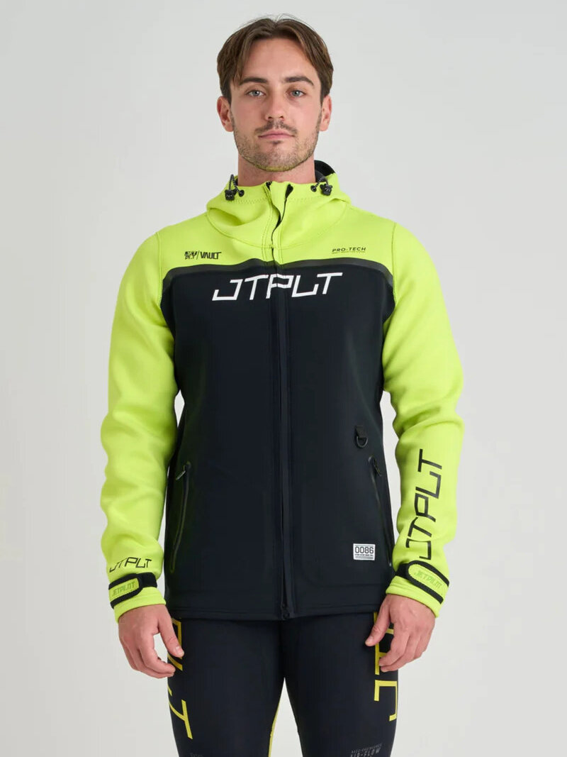Гидрокуртка мужская с капюшоном для водных видов спорта Jetpilot rx vault tour coat black/yellow, размер XL