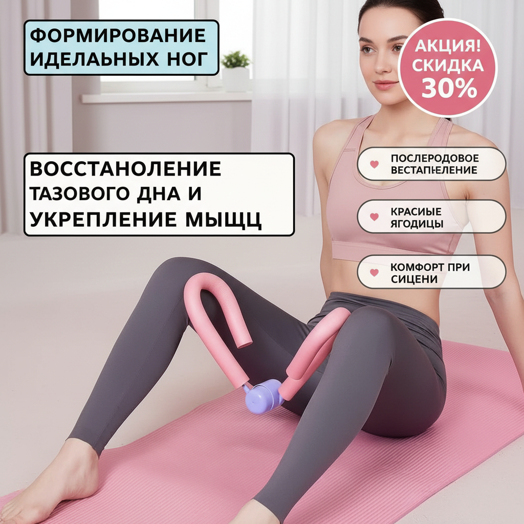 Мини-тренажёр, для ног, бедер и ягодиц, розовый, пружинная сталь