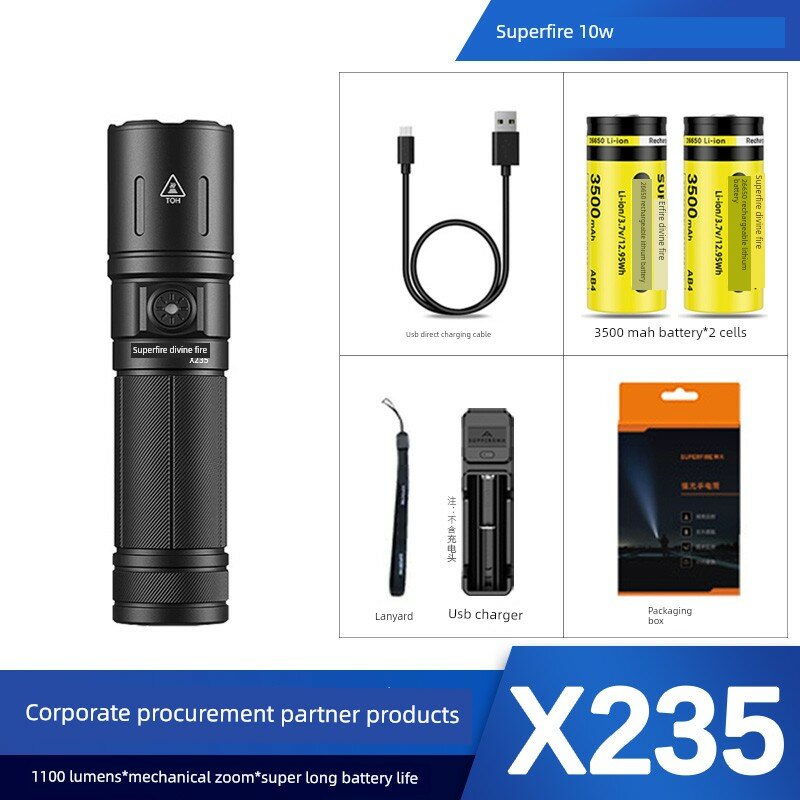 Фонарь Shenhuo X235 2026 года, мощный, с USB-зарядкой, на аккумуляторе 26650, с зумом, компактный, ультраяркий, для