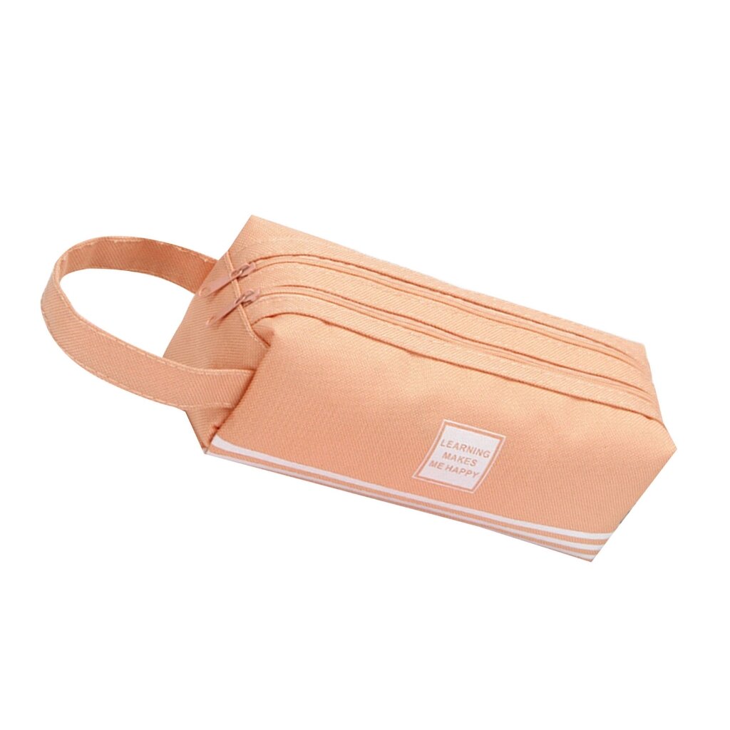 Многофункциональный пенал большой вместимости с двойным слоем и отделениями для ручек из холста для студентов