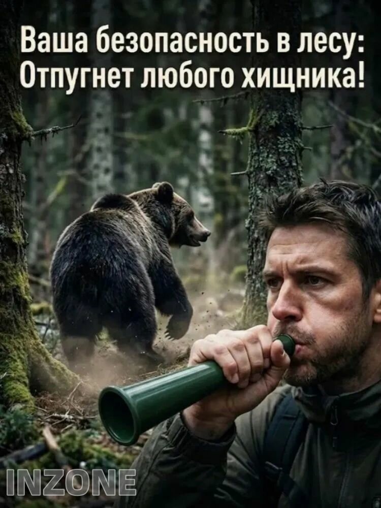 Горн охотничий сигнальный рожок для выживания в лесу, громкий отпугиватель медведей и животных походный туристический для защиты от диких зверей