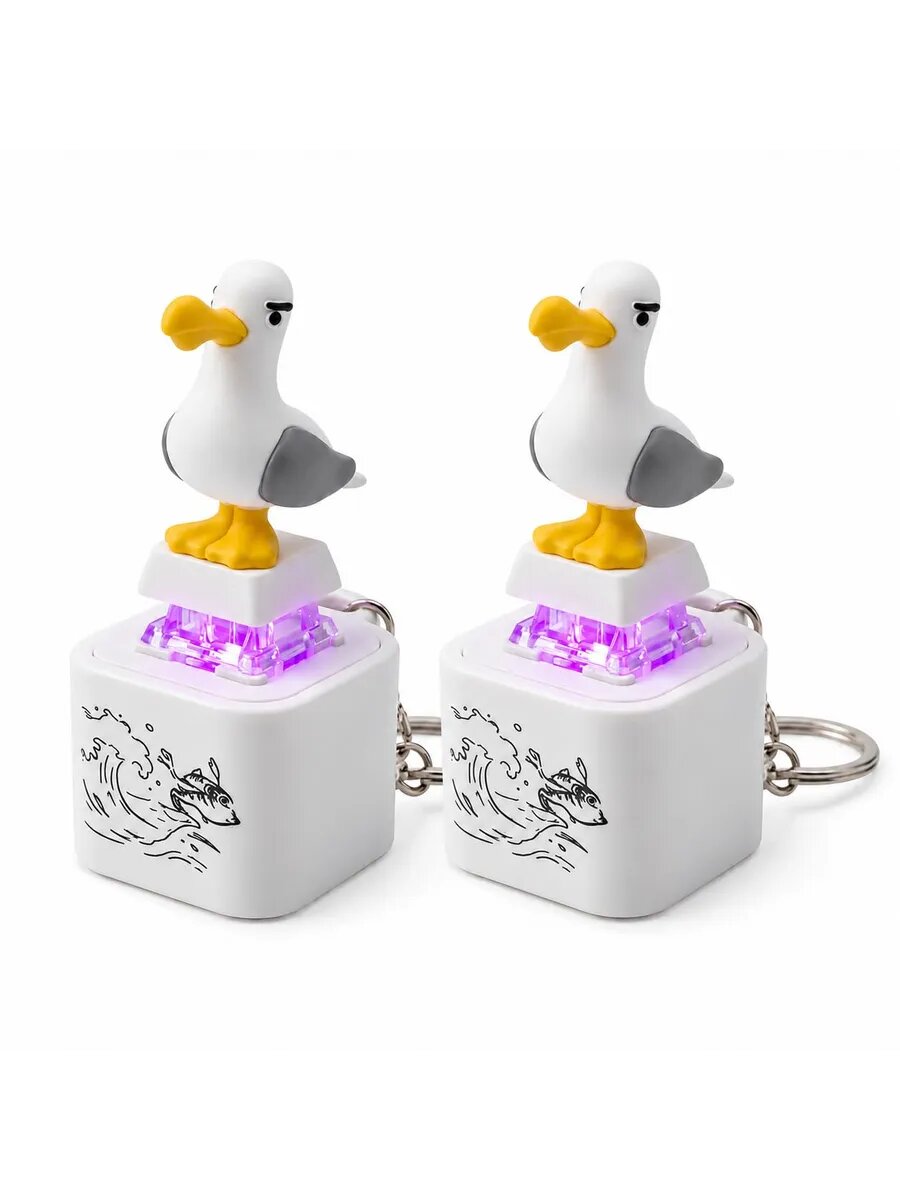Мини игрушка-кнопка Чайка со звуком на рюкзак и сумку