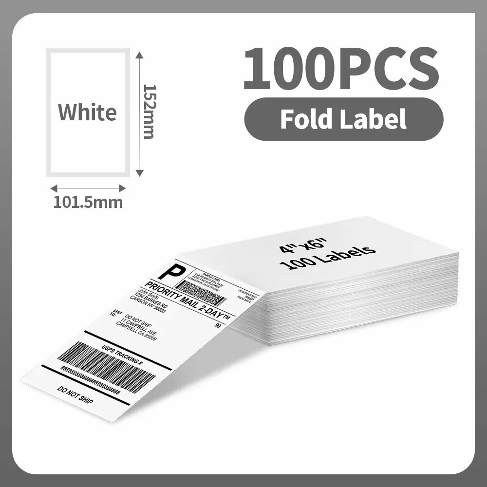 Термоэтикетки Phomemo A6 100 шт. для принтеров PM-241BT/D520 100-White Fold