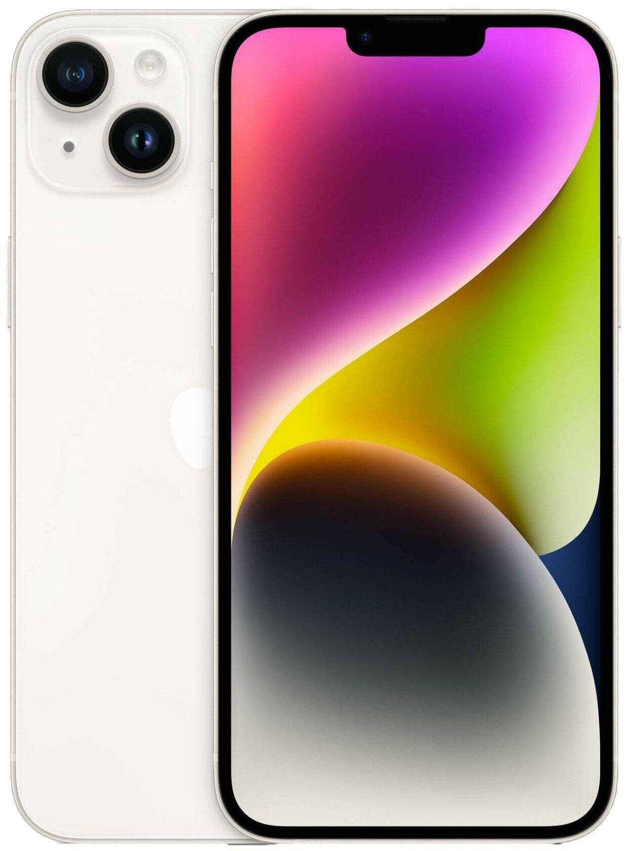 Смартфон Apple iPhone 14 Plus, 6/128Gb, Разрешение экрана 2778 × 1284, камера 48MP, Dual: nano SIM, Starlight White