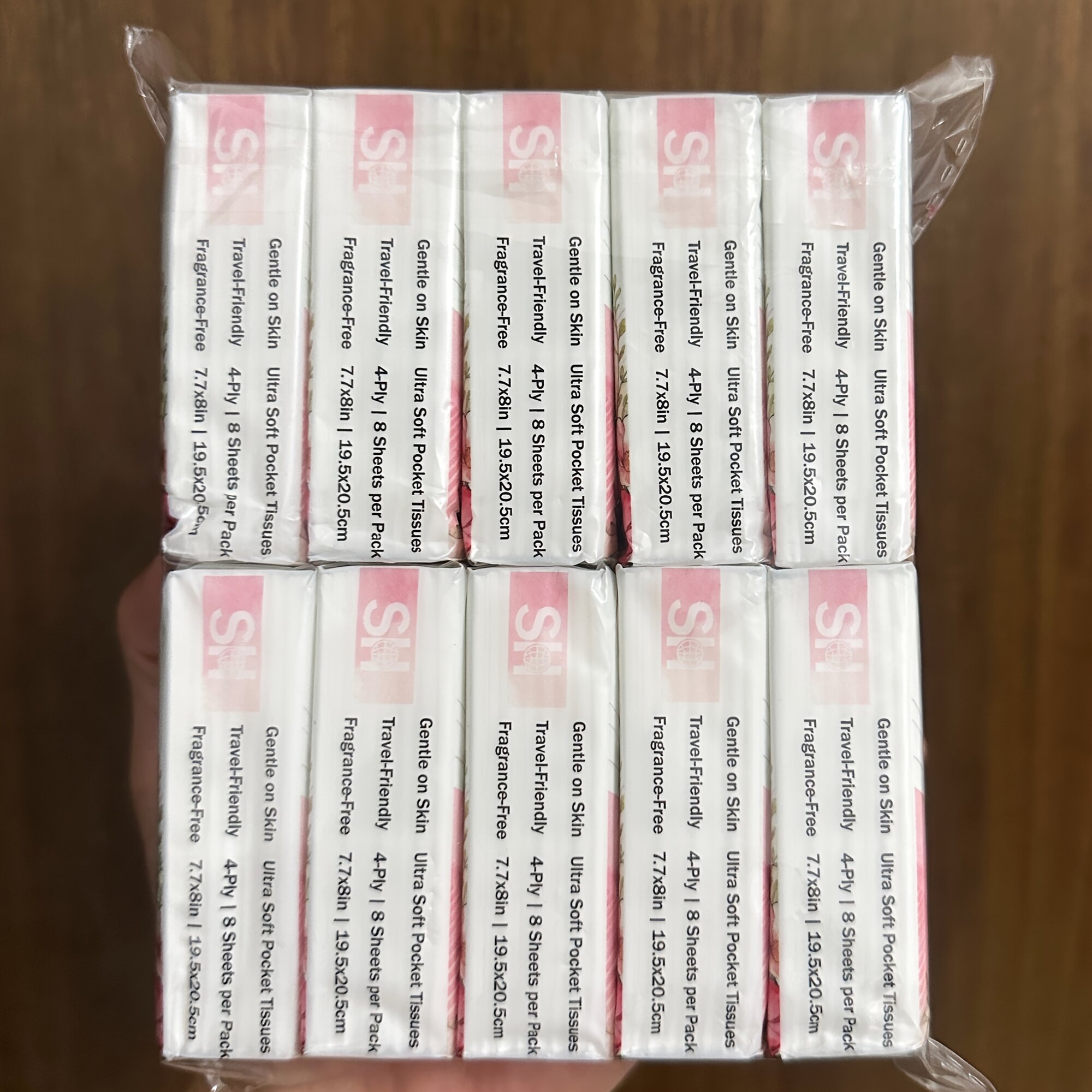 Карманные салфетки 4-слойные, мягкие, без запаха, дорожные, 10 упаковок по 8 листов