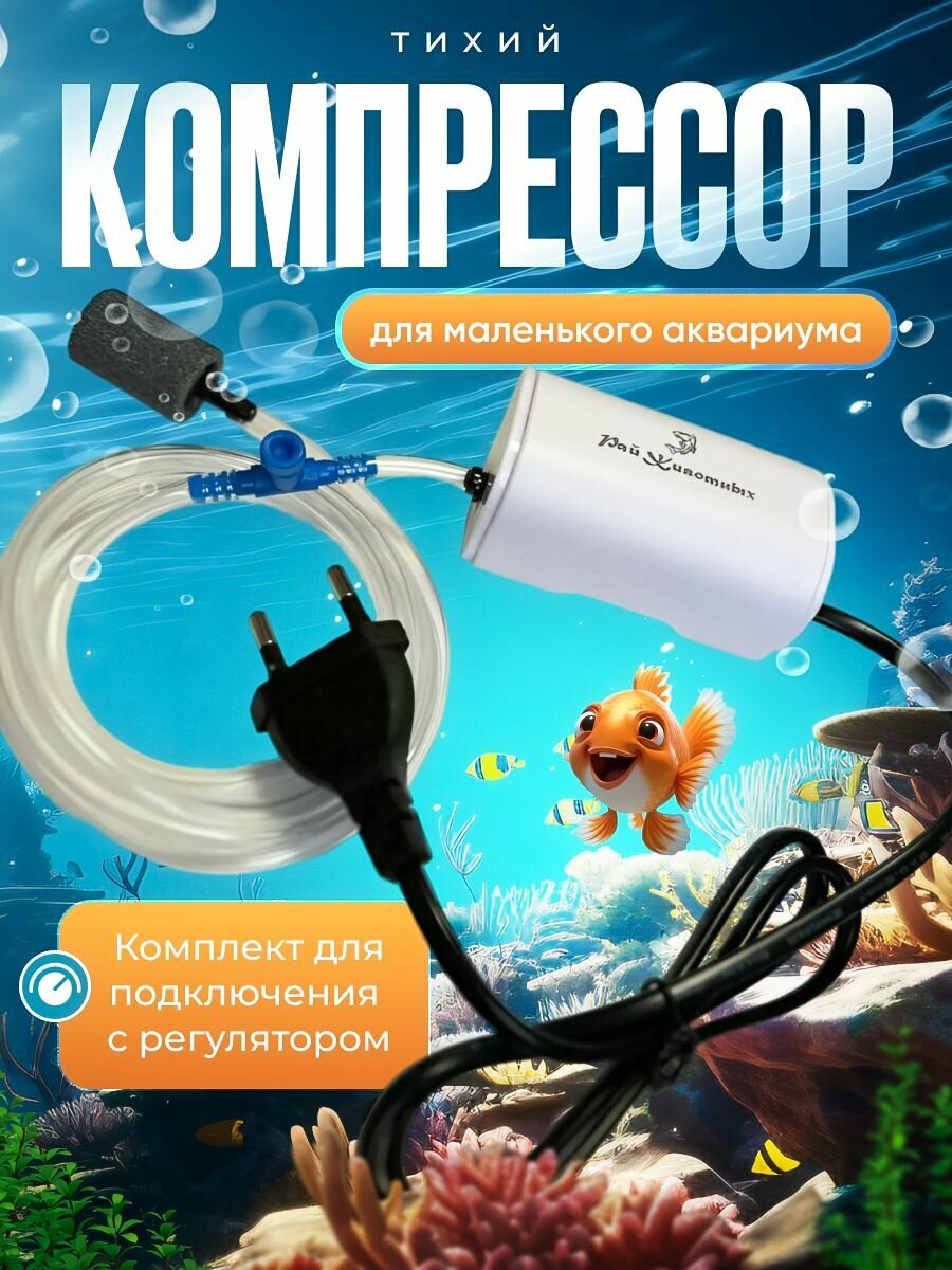 Компрессор воздушный, поршневой, для аквариума, пруда, септика