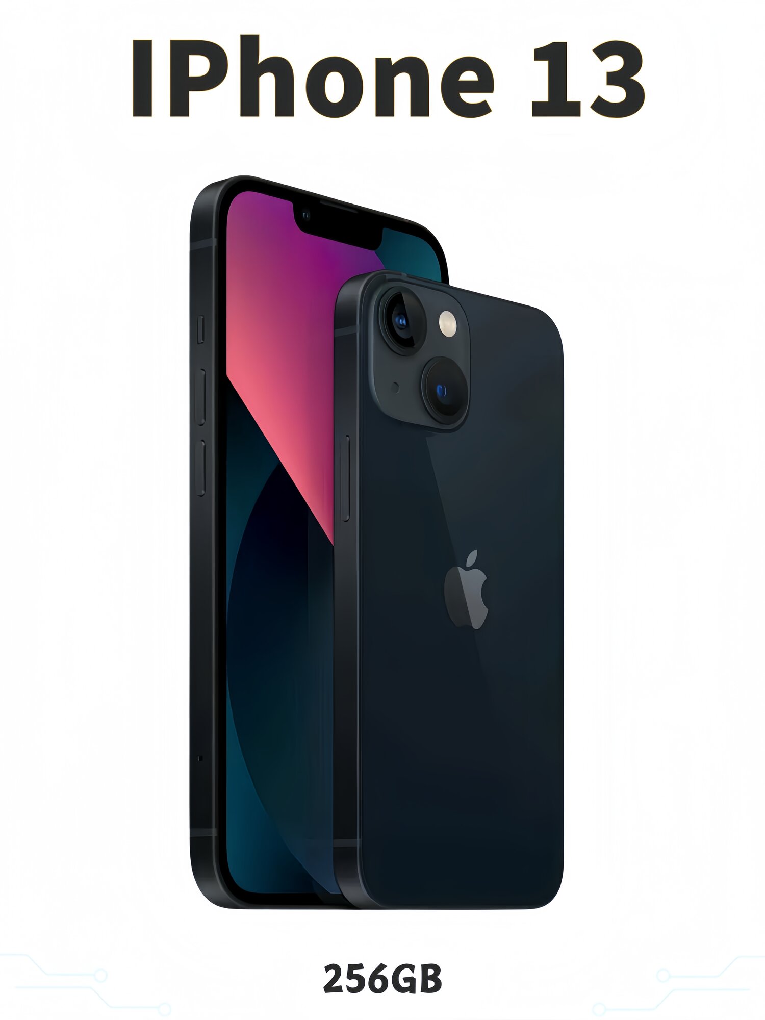Смартфон Apple iPhone 13，256 ГБ, поддержка русского языка, высокая производительность, цвет чёрный