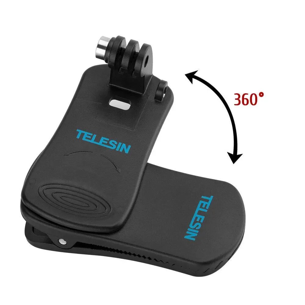 Клипсовый держатель для камеры GoPro TELESIN, 360 поворот, универсальный для экшн-камер