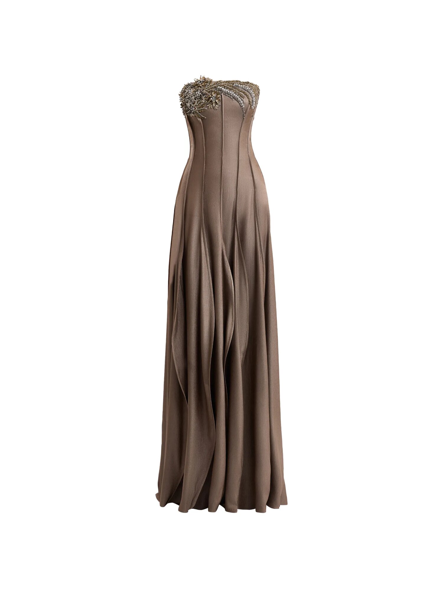 Платье Gemy Maalouf Bead-embellished strapless maxi dress