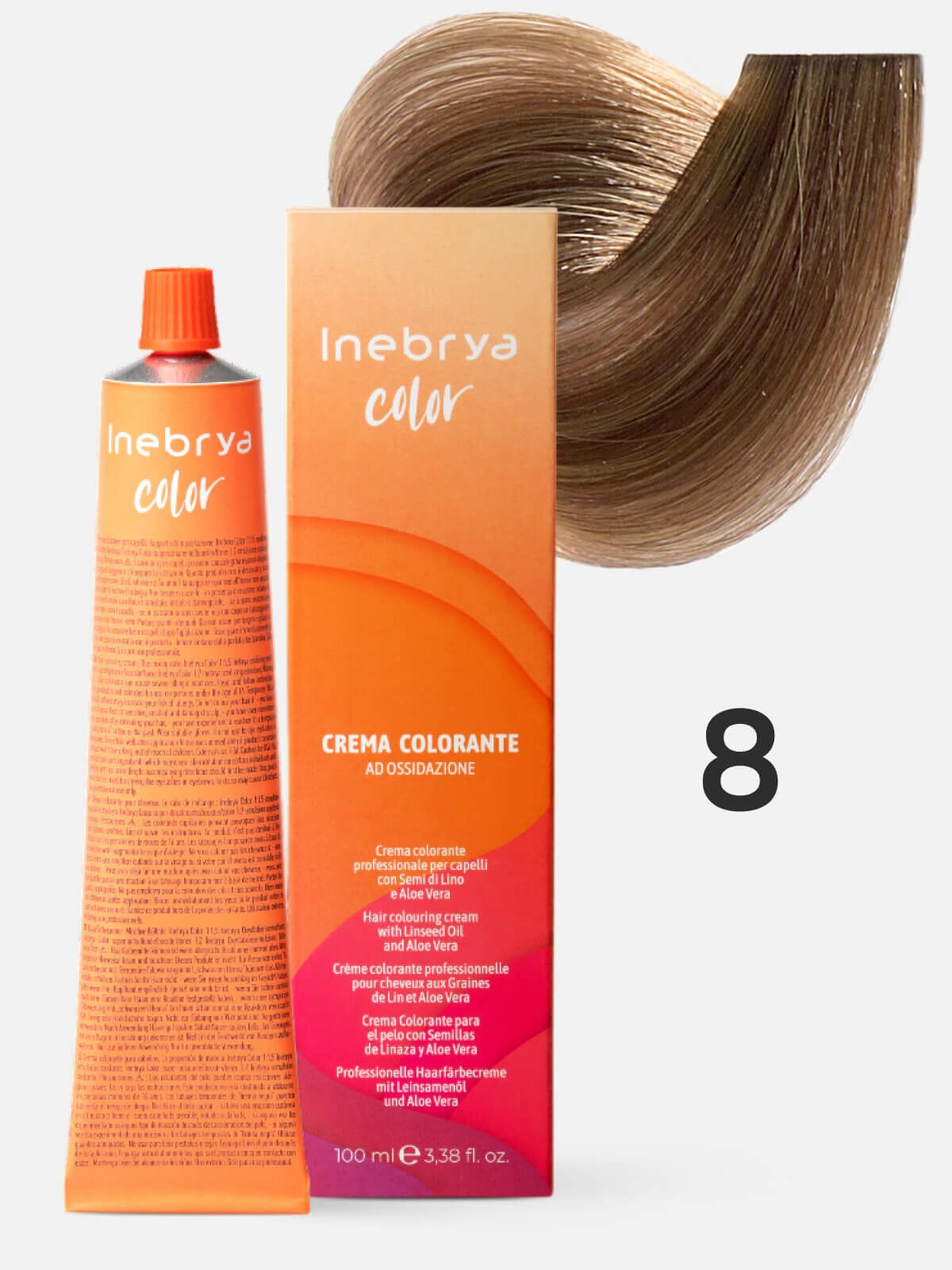 Крем - краска для волос профессиональная Inebrya Color Professional 8 Светлый русый, 100 мл