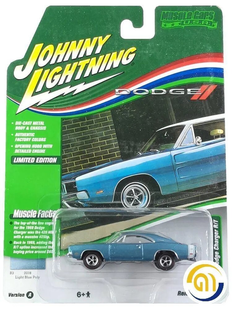 Johnny Lightning 1:64, литой автомобиль модель(1969 DODGE Charger R/T)