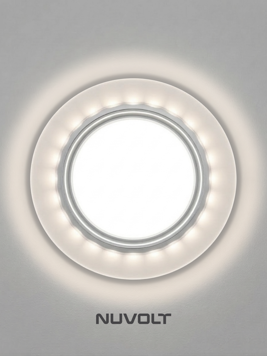 Светильник потолочный встраиваемый цоколь GX53 с Led подсветкой NUVOLT серия Graf/Граф LDL-009W