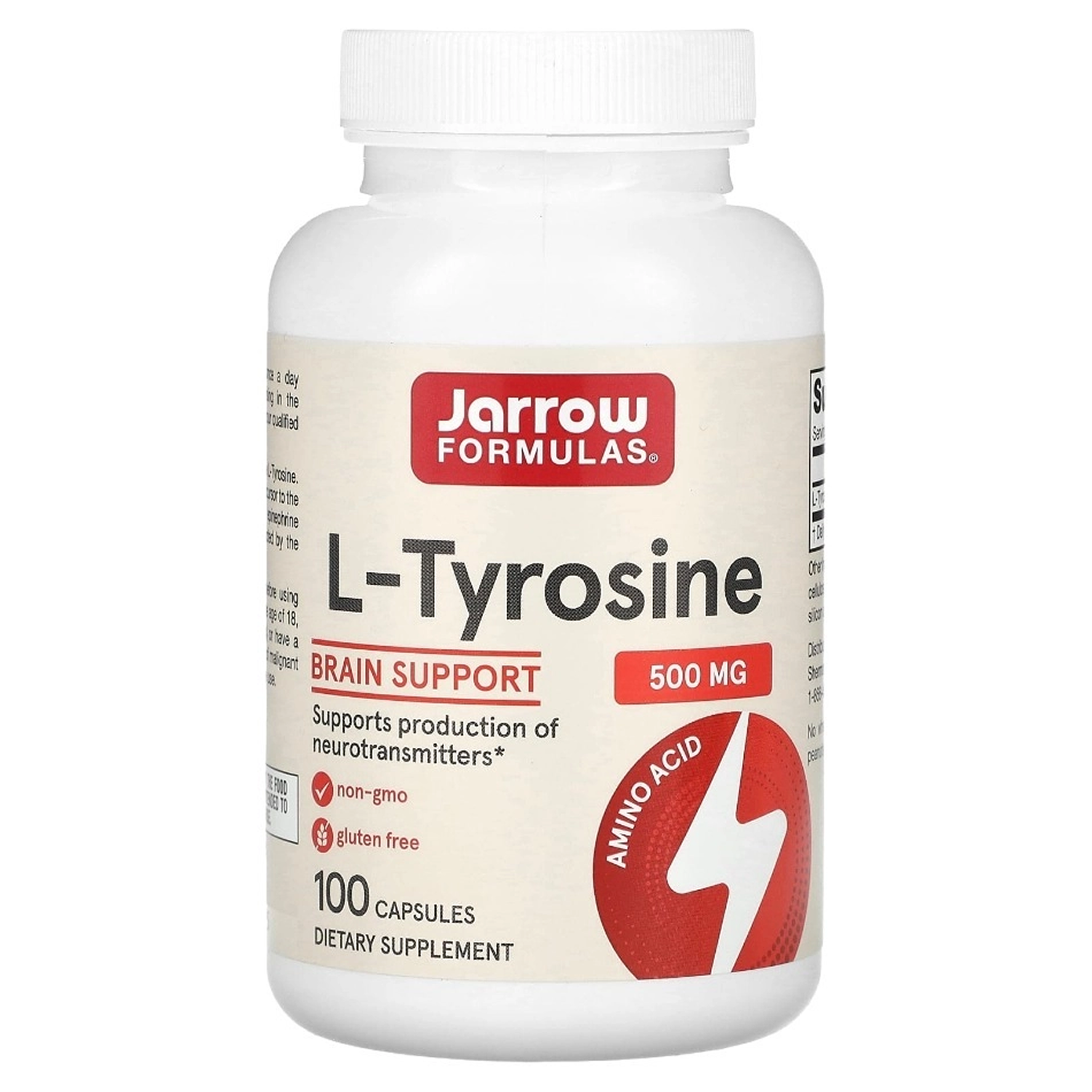Jarrow Formulas L-Tyrosine, L-Тирозин 500 мг 100 капсул, поддержка щитовидной железы