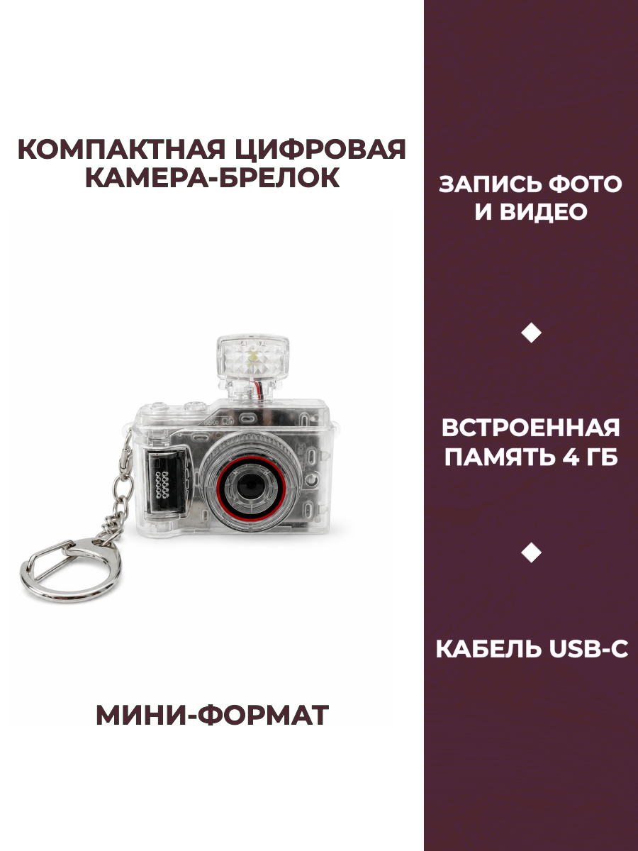 Мини фотоаппарат Koool Mini Camera, цифровая камера брелок, прозрачный корпус