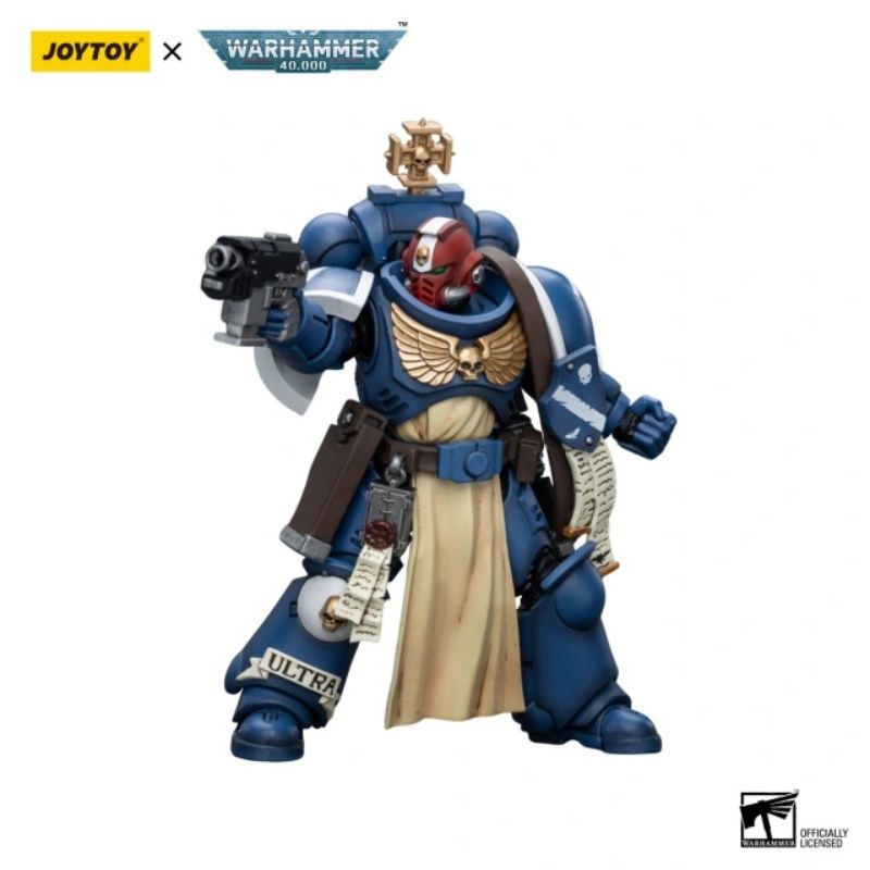 JOYTOY JT02809 Подвижная коллекционная фигурка Torvald фракции Ultramarines вселенной Warhammer 40000 масштаб 1:18 с силовым мечом, штормовым щитом и болтовым пистолетом