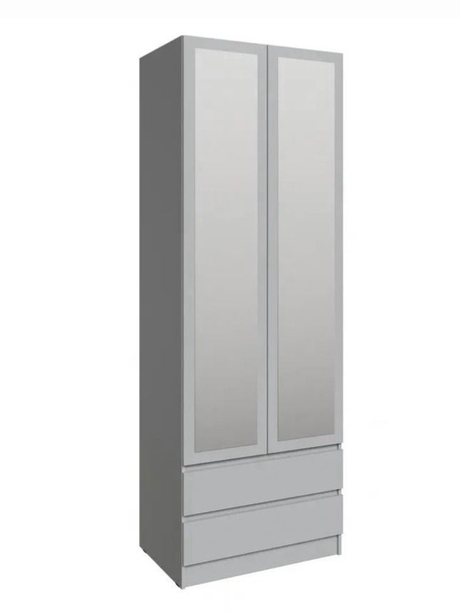 Шкаф Мадрид без ручек с зеркалом (2 ящ.) 2300х800х520 камень серый, тэкс