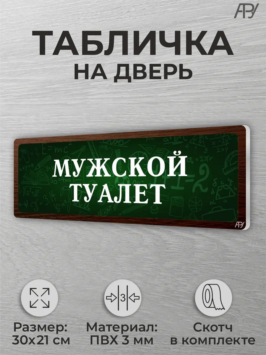 Школьная табличка на дверь класса и кабинета Мужской туалет
