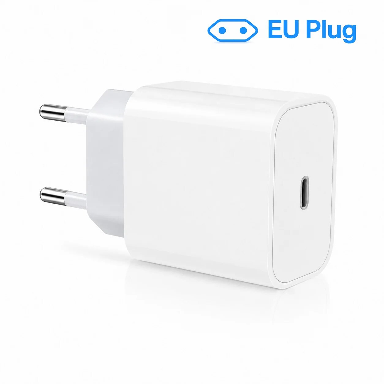 Зарядное Устройство PD 20W USB-C Для Быстрой Зарядки, Вилка EU, Совместимо С iPhone 16/15/14/13/12/11, iPad, Samsung