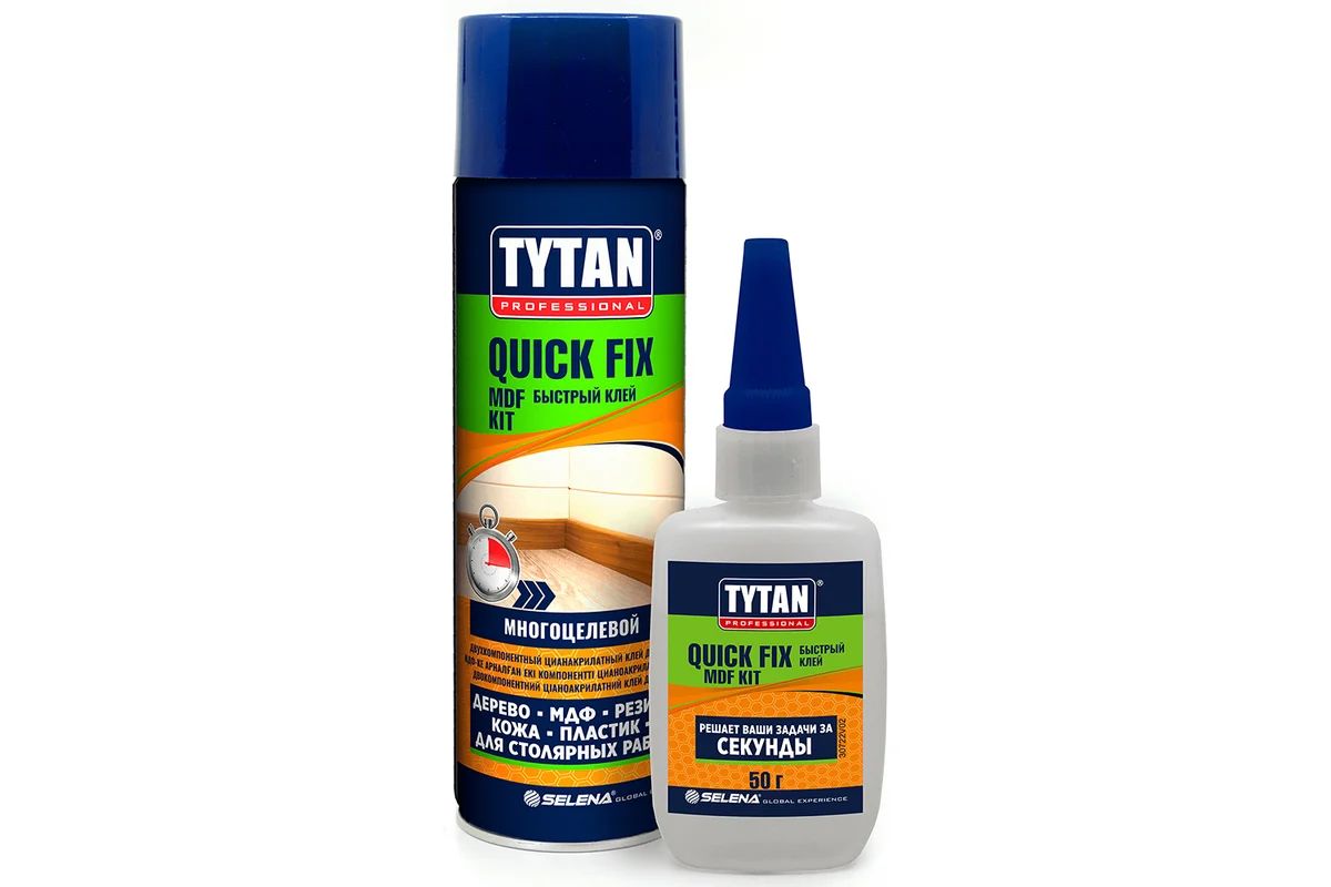 Клей двухкомпонентный с активатором Tytan Quick Fix, набор экспресс склеивания 50 г+200 мл