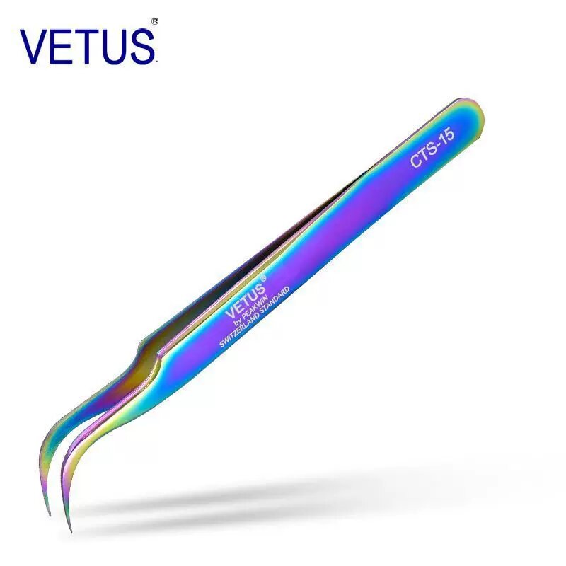 VETUS CTS-15 Клип для наращивания ресниц из нержавеющей стали с пластиковым контейнером для профессионалов