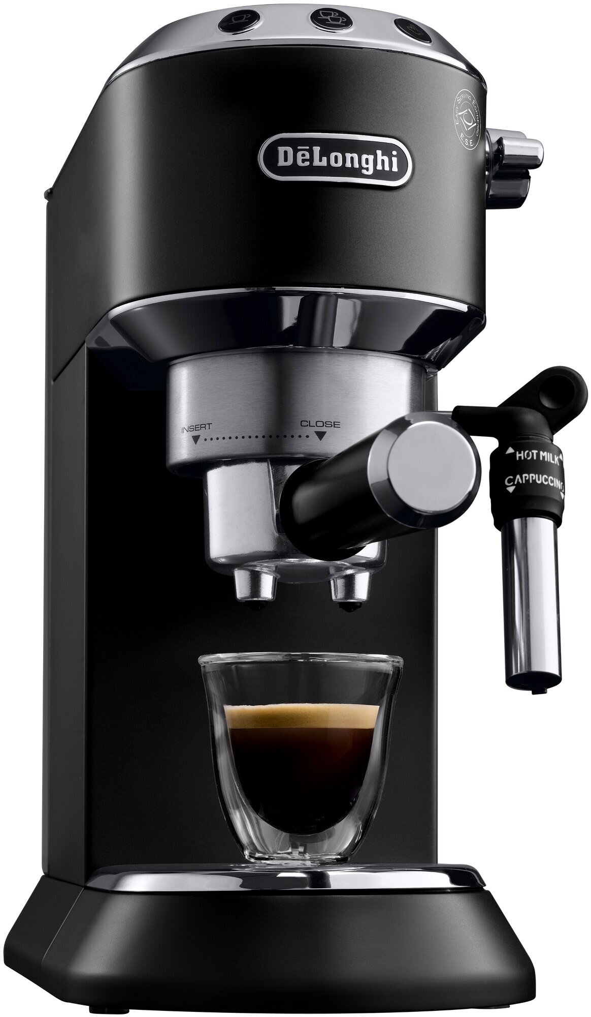 Кофеварка рожковая DeLonghi Dedica EC 685. Bk, давление 15 бар, черный