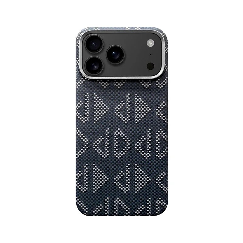 Для iPhone 18 17 16 Pro Max: Роскошный чехол из iPhone 16 Pro, Черный, Blue style A, Carbon Fiber
