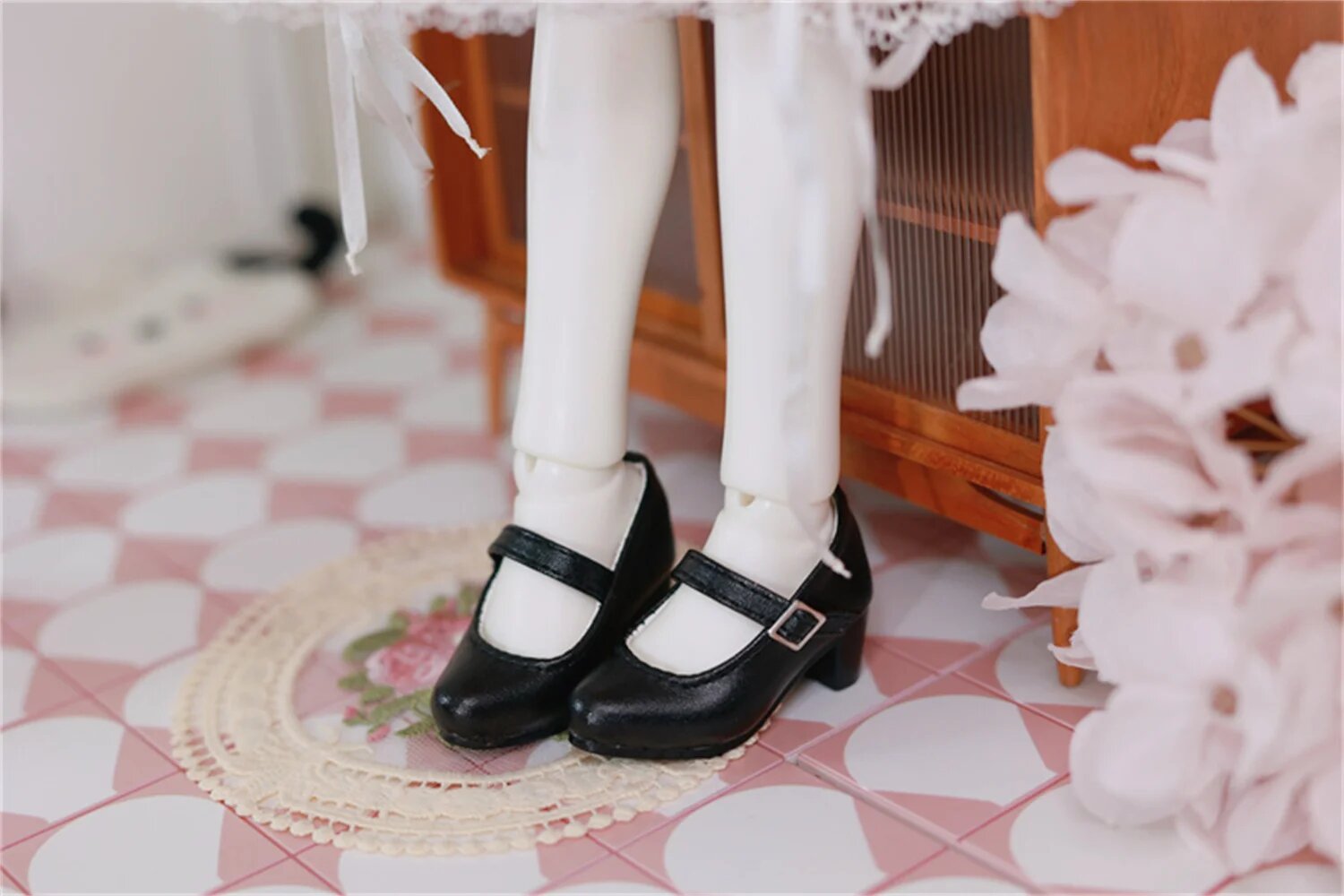 Кукольные туфли BJD 1/4 полиуретан коричневые черные красные Black