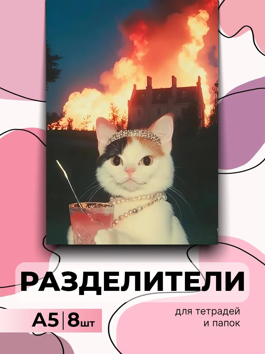 Разделители pinterest А5, коты на стиле из пинтерест