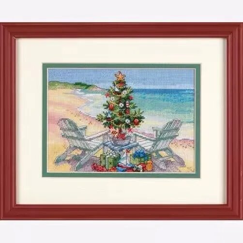 Набор для вышивания Набор для вышивания крестиком-DIMENSIONS 70-08832 - Christmas Beach "Рождественский пляж" Сяоцзинь, 18CT 13x18cm
