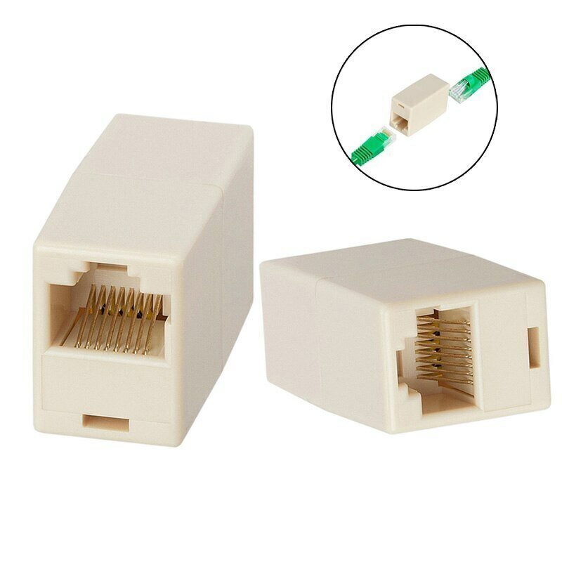 Переходник для интернет кабеля RJ45-RJ45 проходной соединительный адаптер для патч корда 2 шт