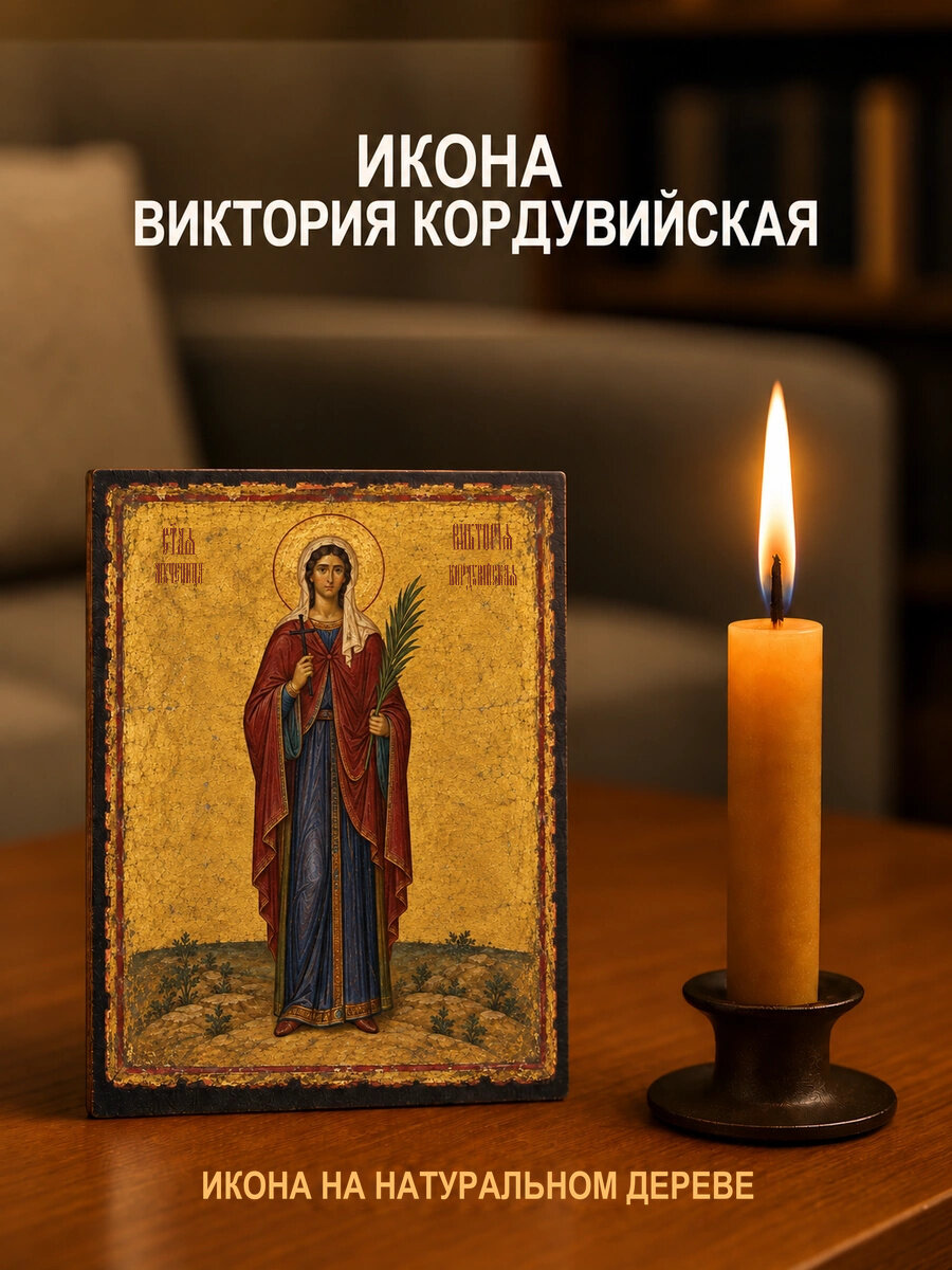 Икона «Виктория Кордувийская» на натуральном дереве, 10×12 см, состаренное исполнение