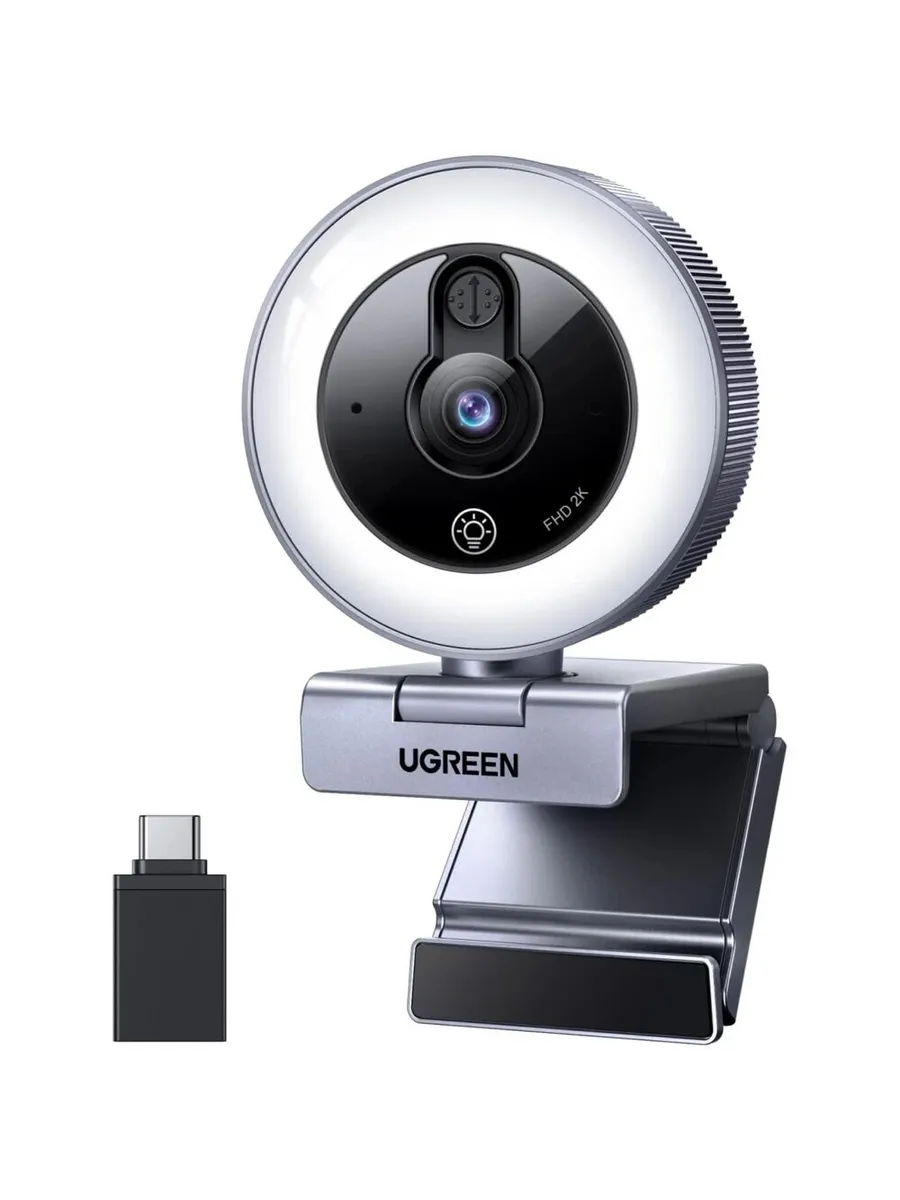 Веб-камера UGREEN CM910 (65857) USB HD, 30FPS, подсветка Серый USB