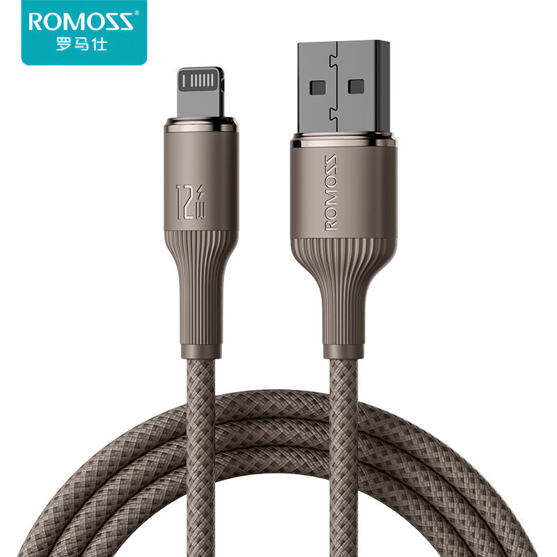 Романосс СБ1224 титаново-серебристый 1.2м сплетенный кабель USB-C к Lightning для Apple