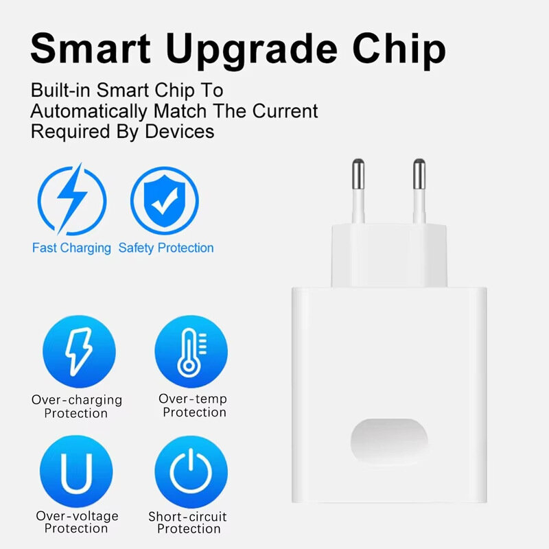 Зарядное устройство 66W с европейской вилкой для Huawei Honor 70 60 P40 P50 Mate 40 50, 1 штука