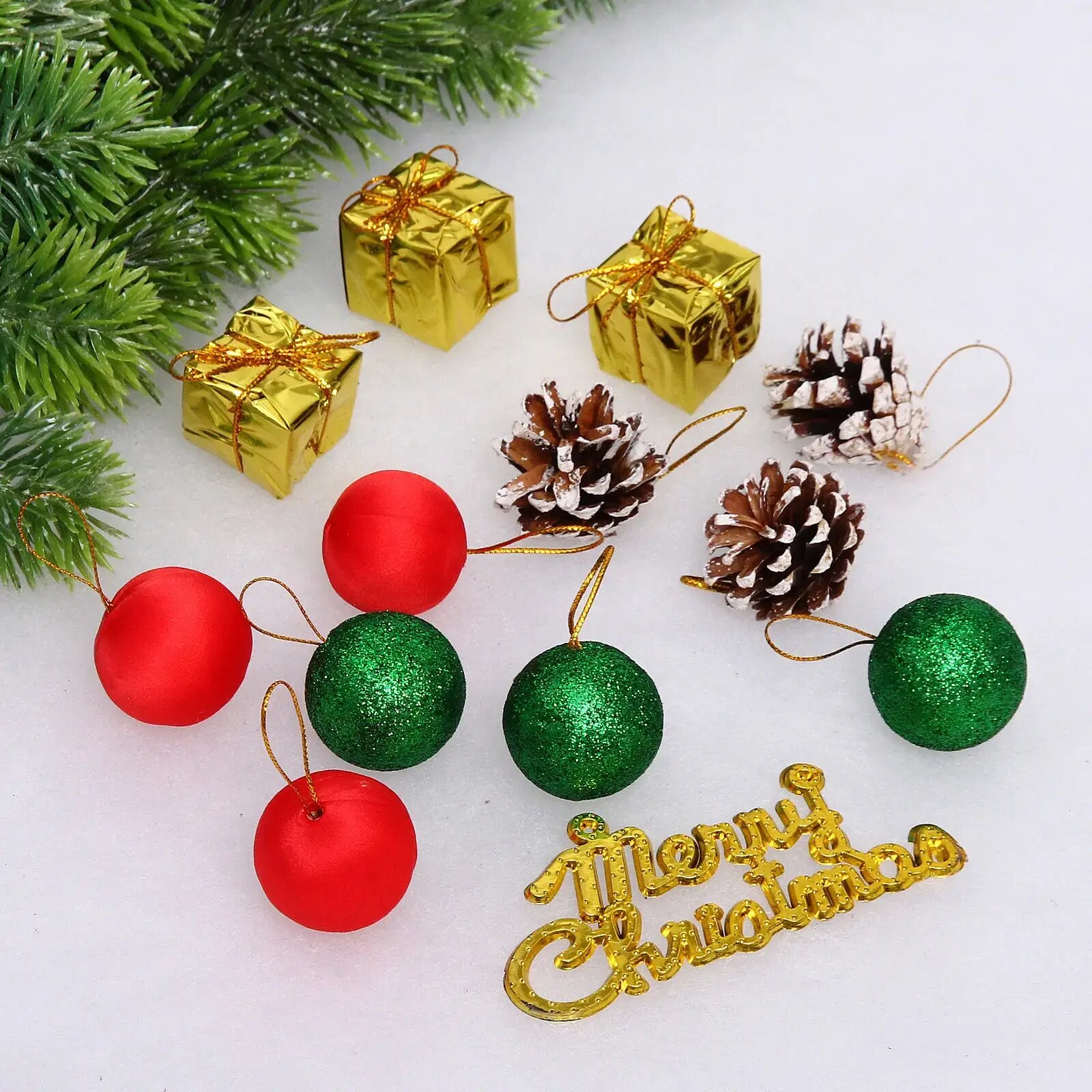 Набор украшений "Merry Christmas" 13 шт, цветной принт, пенопласт/пластик, 11*13 см
